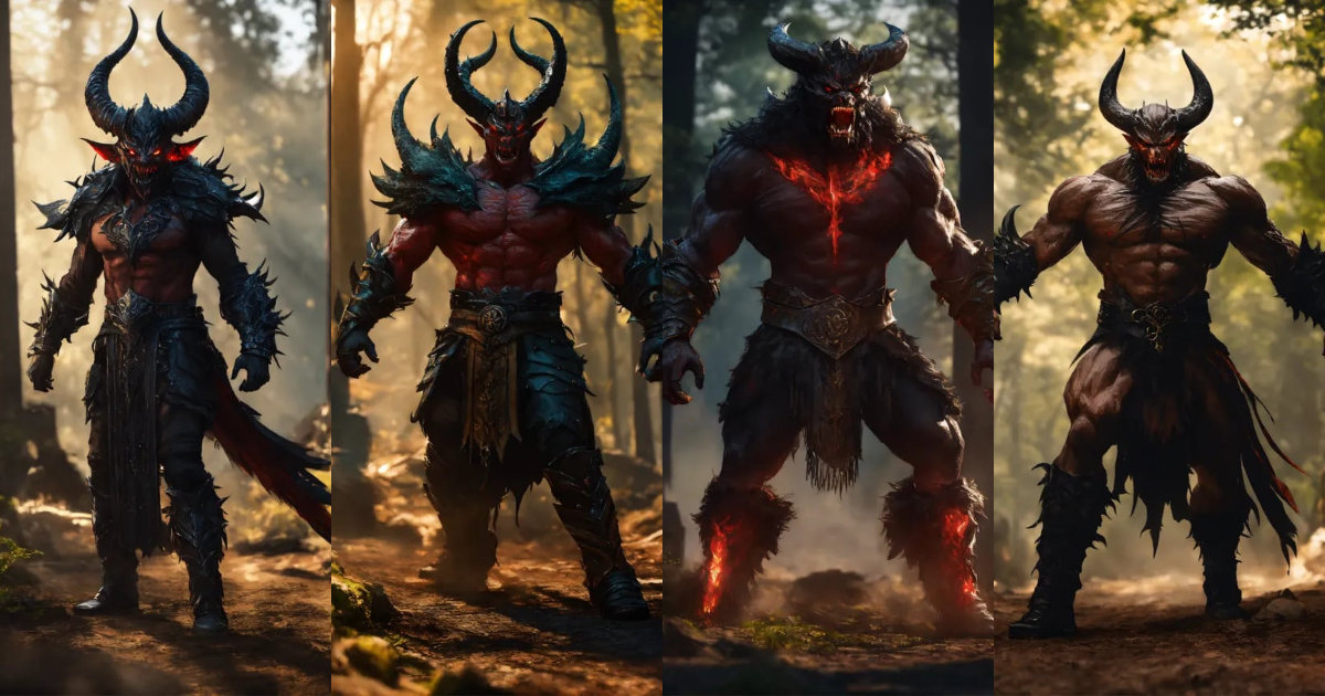 Lexica - Full Body Shot, A raging sinister demon, commanding stance ...