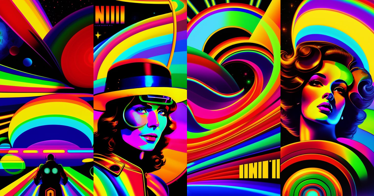 Lexica - Psychedelic Vintage full Shot 1960's cartoon Poster with hippy ...