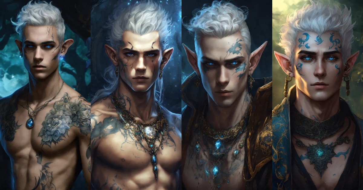 Lexica - Fantasy portrait of a gaunt tattooed male elf, sickly thin ...