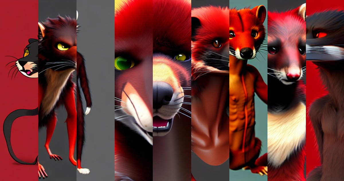 Lexica - Furry - red - black - male - weasel - detective - fursona uhd ...
