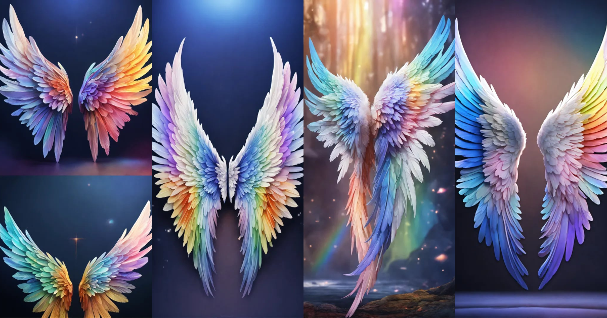 Lexica - Beautiful and perfect small angel wings in soft rainbow colors ...