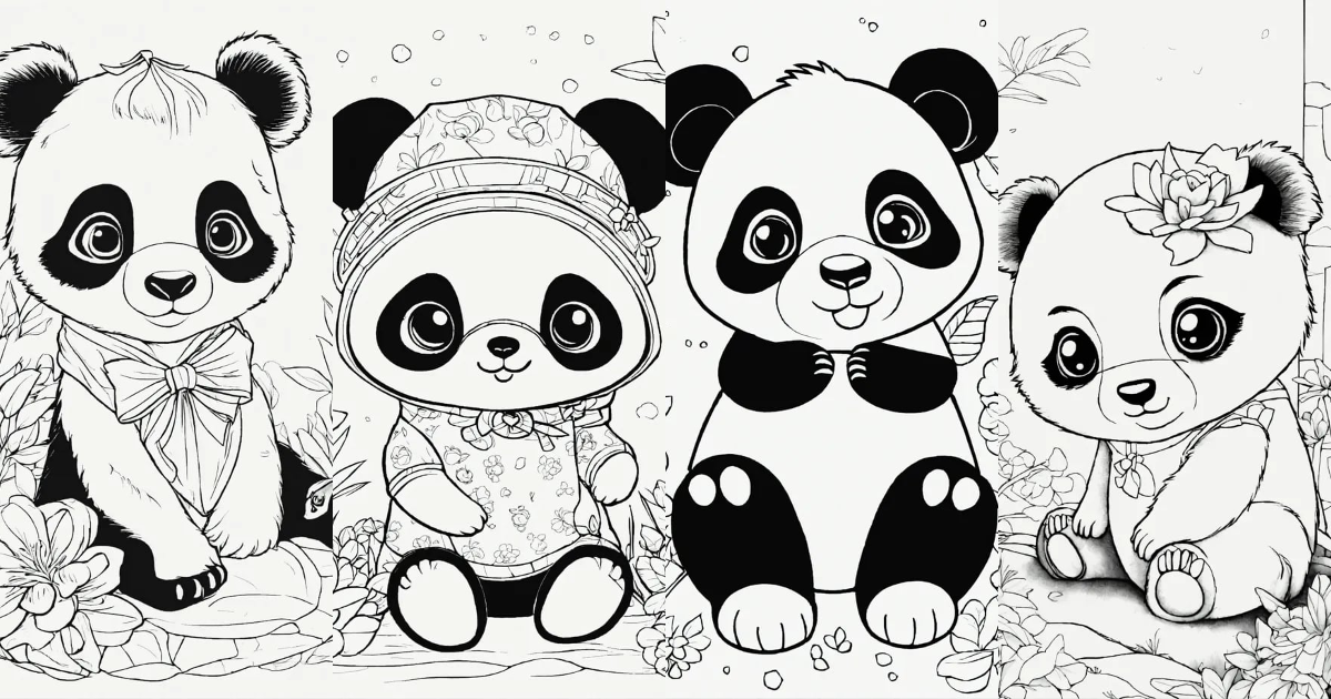 Lexica - Cute baby girl panda coloring page, solid white background