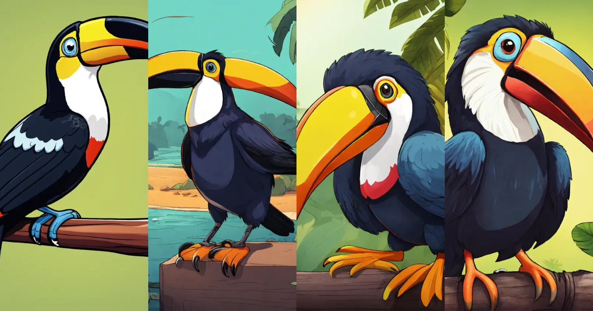 Lexica - Cartoon toucan afraid