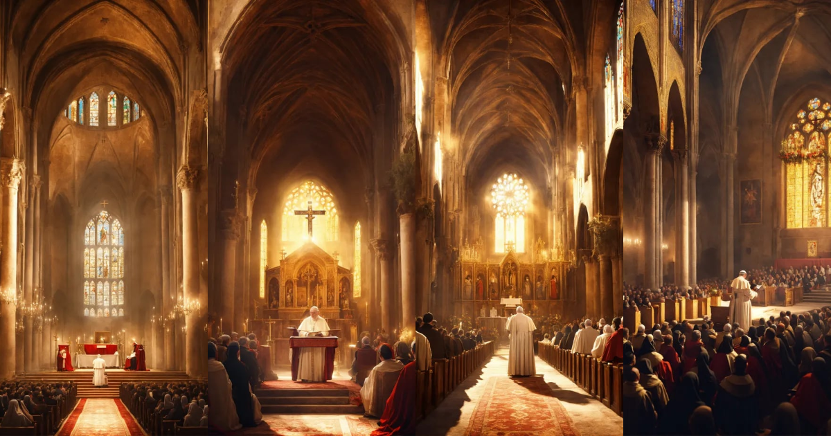 Lexica - Pope reading a gospel to a large audience. Gothic beautiful ...