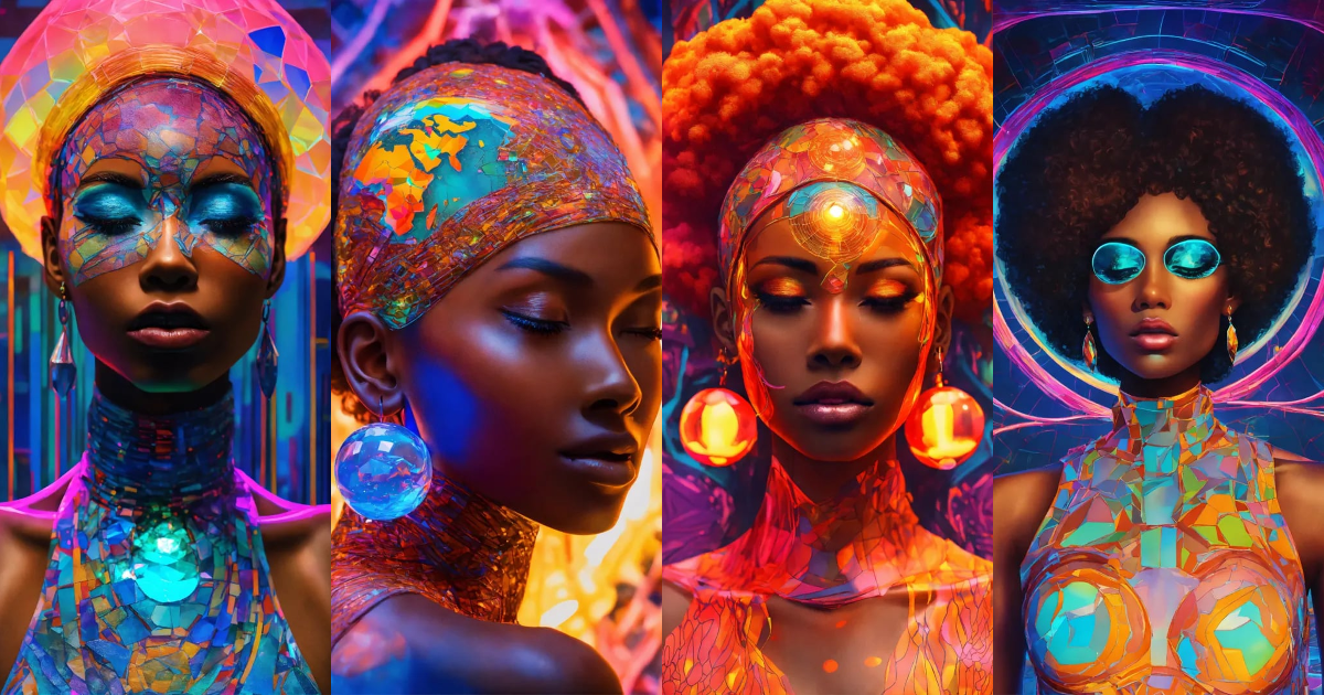 Lexica - Afrocentric woman one eye closed and one eye closed serene ...