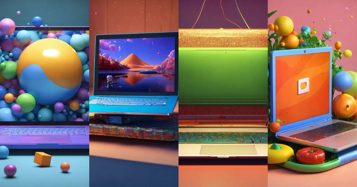 Lexica - Floating laptop , 3d render, pixar style, detailed digital art ...