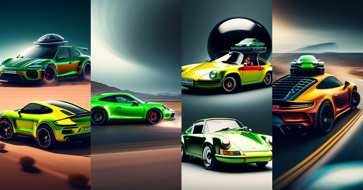 Lexica - Alien driving a porsche