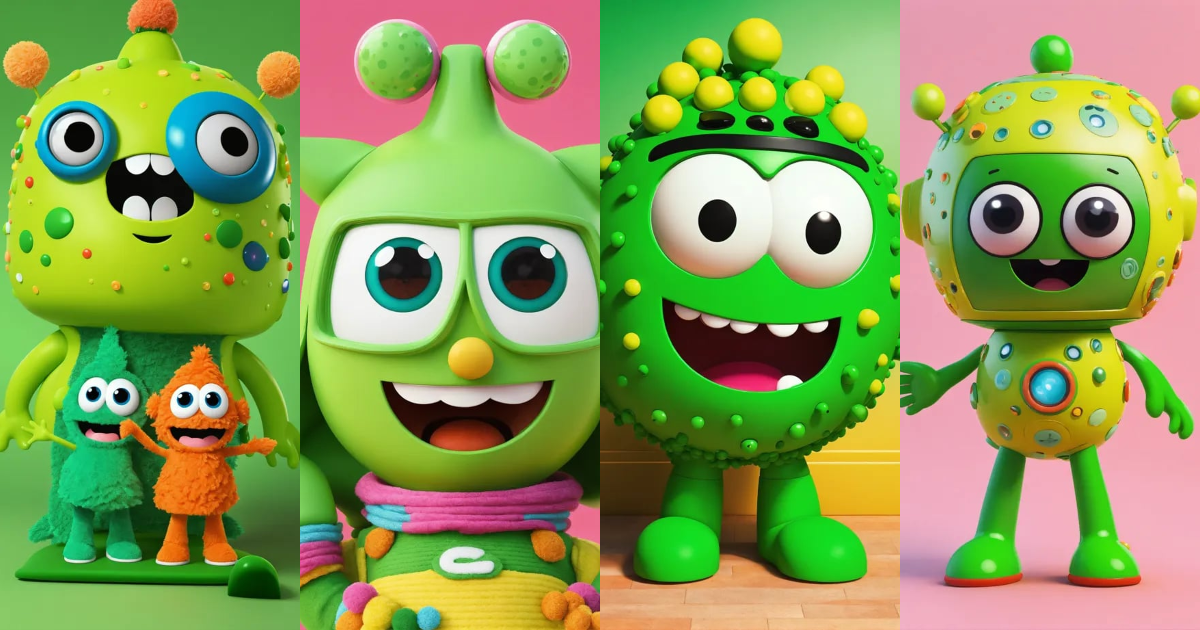 Lexica - Create a cute yo gabba gabba green female character with cute ...