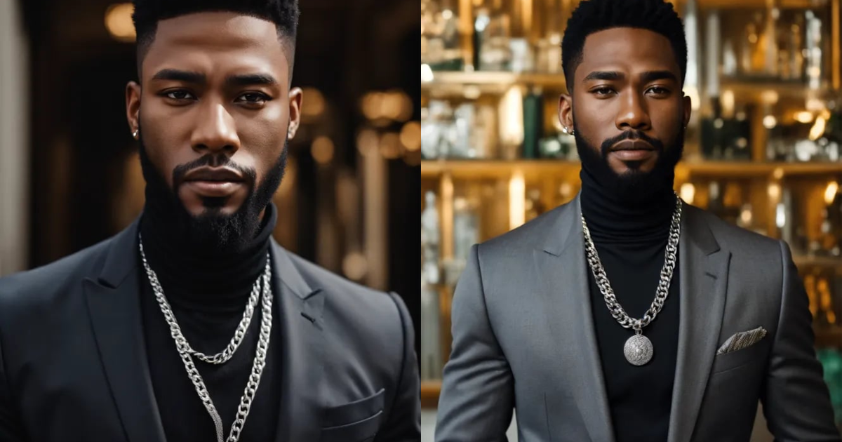 Lexica - Handsome black male wearing black turtle neck, suit jacket ...