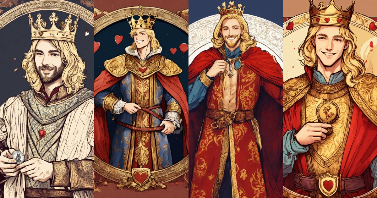 Lexica - Sketch of handsome smiling blonde king with a big fancy ...