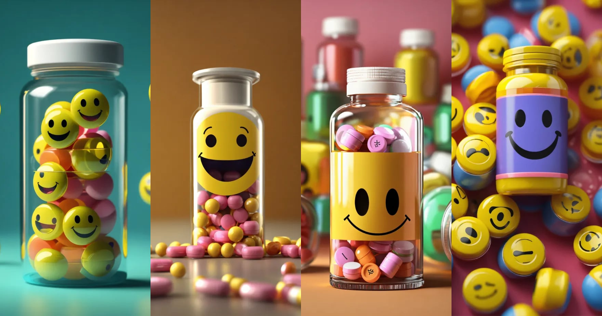 Lexica - Tiny pill tablets with smiley faces on them, inside pill ...