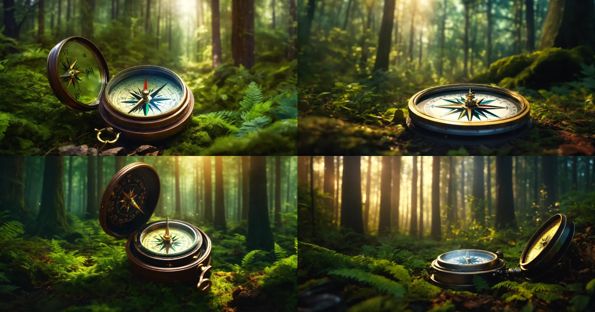 Lexica - A compass in a dense forest, magical, mystical, realistic, 8k