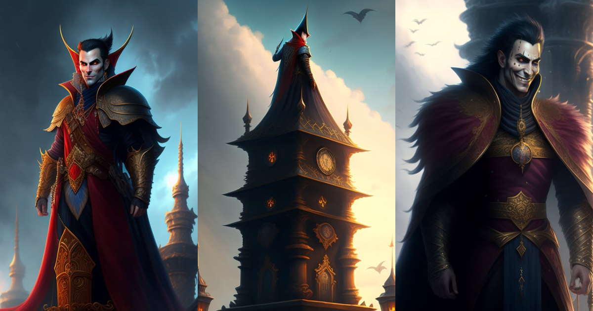 Lexica - Grinning vampire atop a tower, fantasy, extremely detailed ...