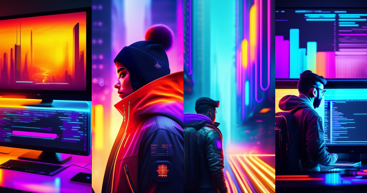 Lexica - Coding, background, cyberpunk, colorful
