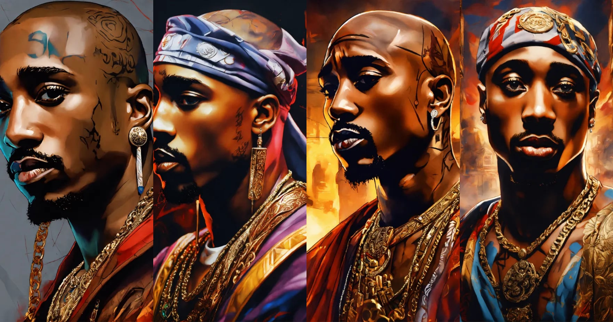 Lexica - Abstract airbrush anime art of Tupac Shakur as Julius Caesar ...