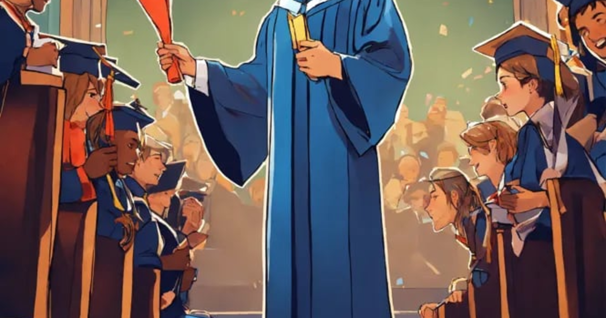 Lexica - Comic a young guy graduating from the University, on stage