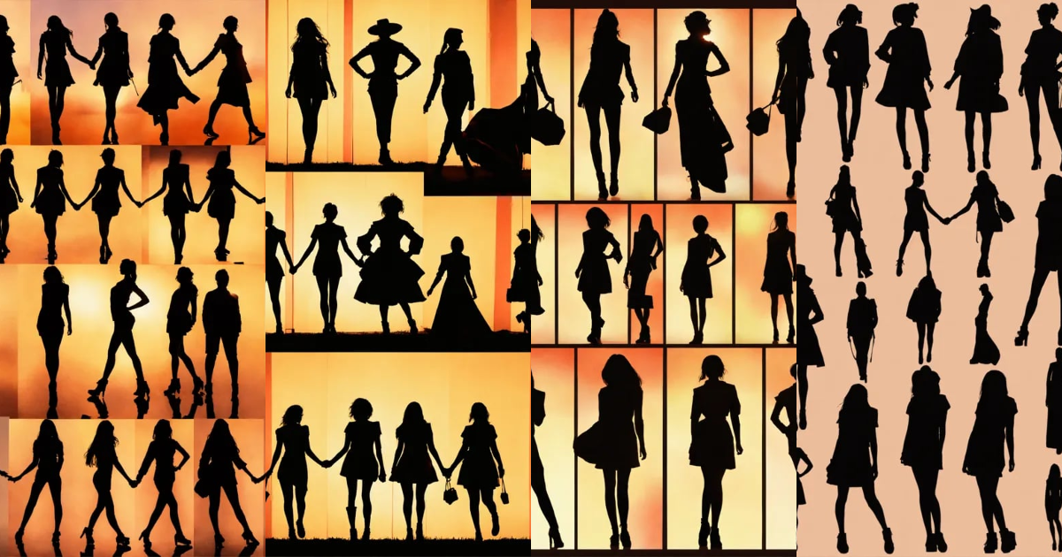 Lexica - 8 random female silhouettes, holding hands