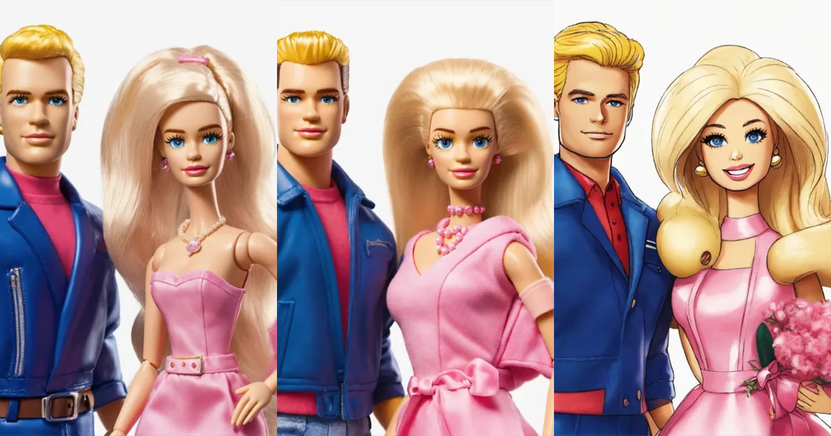 Lexica - Illustration of ken doll and Barbie doll in style Of Simpsons