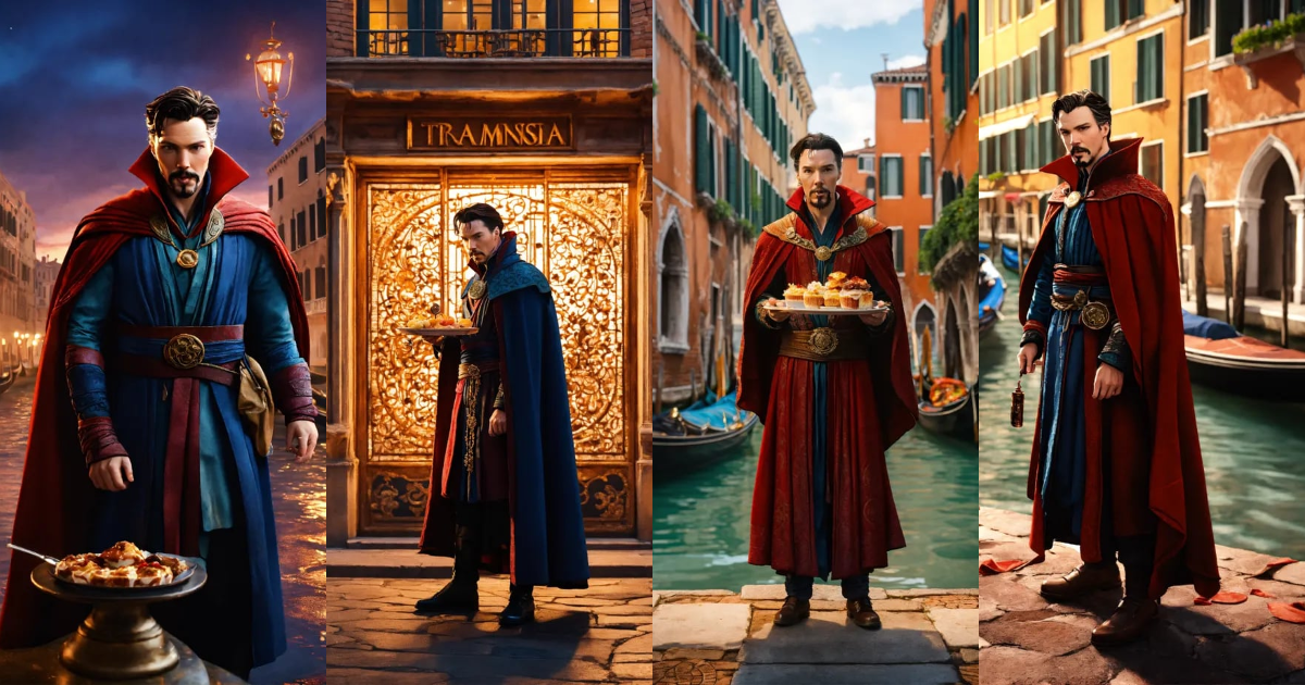 Lexica - Doctor strange standing in front of the Venezia gondol. He is ...