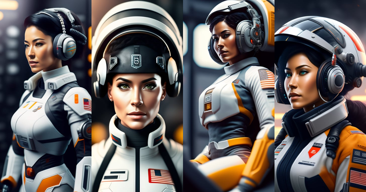 Lexica - Cyborg female pilot wired to commands, detailed minimalist ...