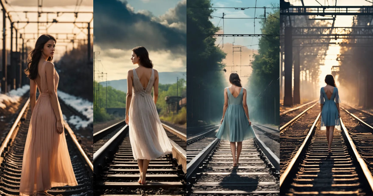 Lexica - A beautiful poster of a drama movie. On the railway tracks ...