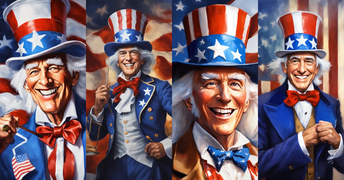 Lexica - Painting image of the USA Uncle Sam happy, ensure high ...