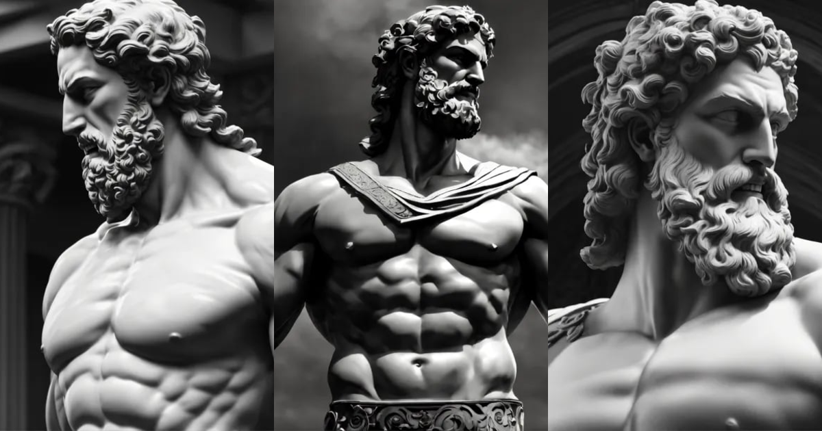 Lexica - Greek statue strong man standing with sinister smile sideways ...