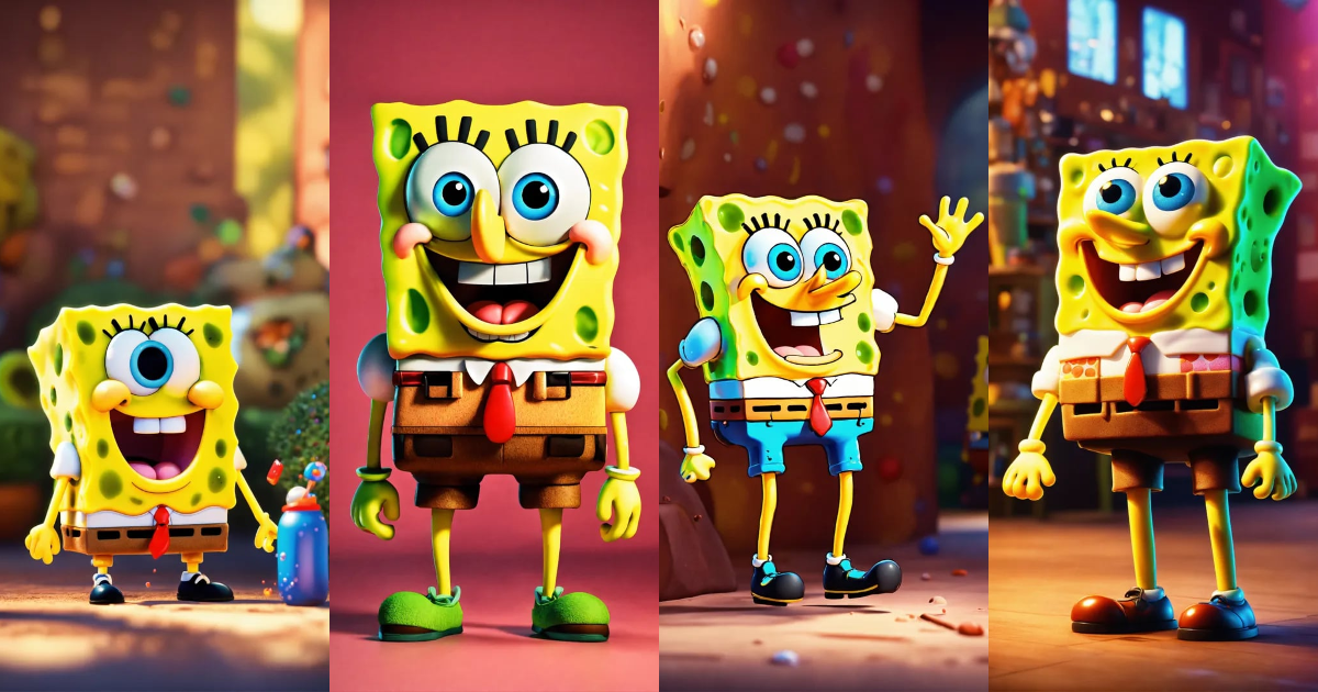 Lexica - SpongeBob ,full body image of cute ,realistic, vivid colors ...