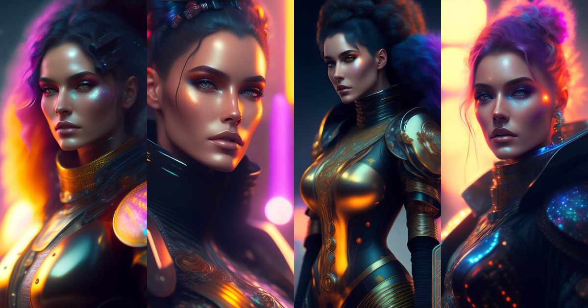 Lexica - Bright psychedelic hairy woman cyborg, diffuse lighting ...