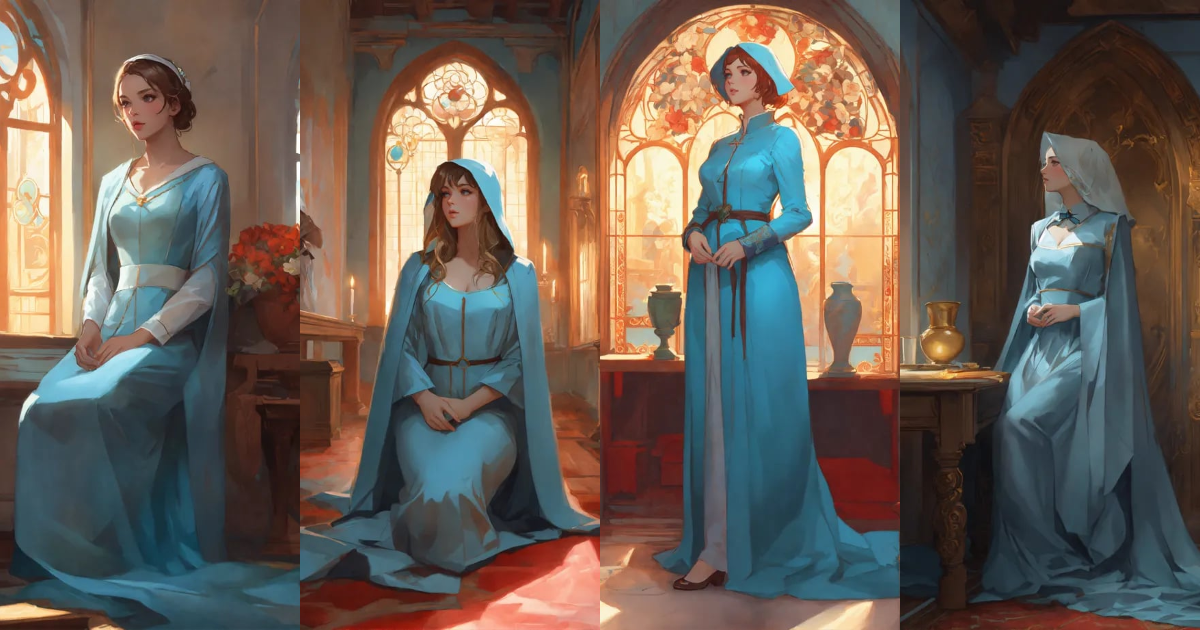 Lexica - Handmaid Medieval in a room, light blue clothes, art by ...