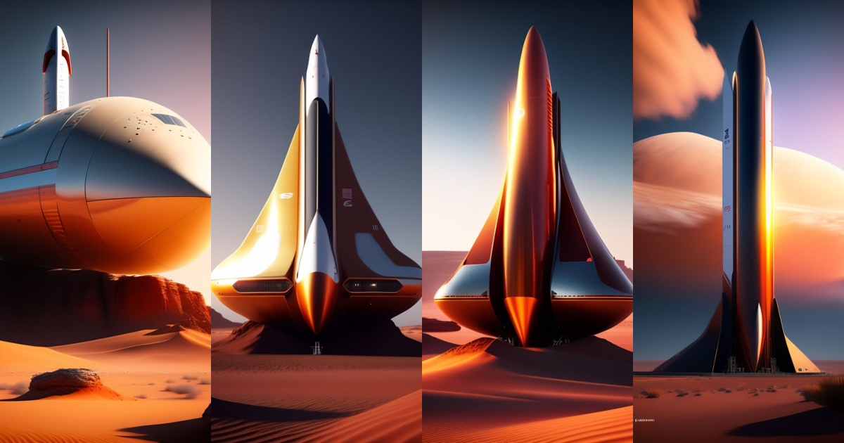 Lexica - Photograph of Spacex starship on Mars, UHD, unreal 5 render,