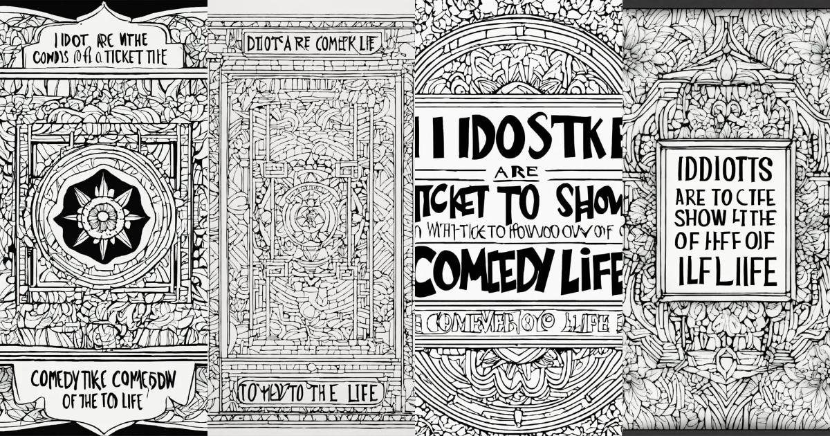 Lexica - Coloring page for adults, bold lines, dark lines, sign with a ...