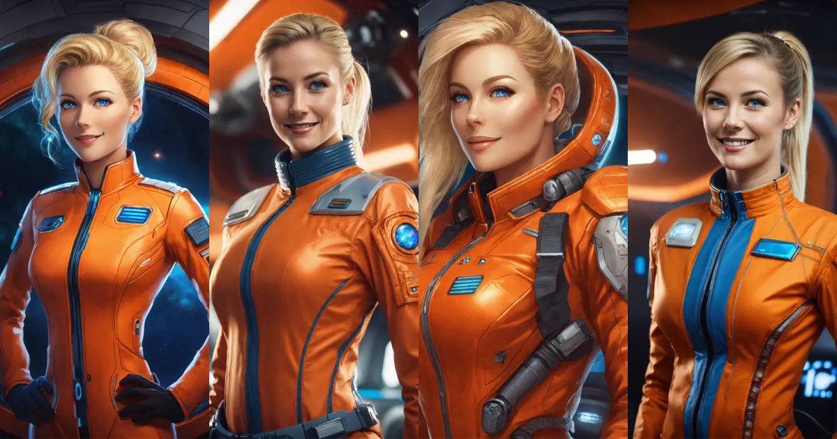 Lexica - Full body of a beautiful female space captain in her mid 30s ...