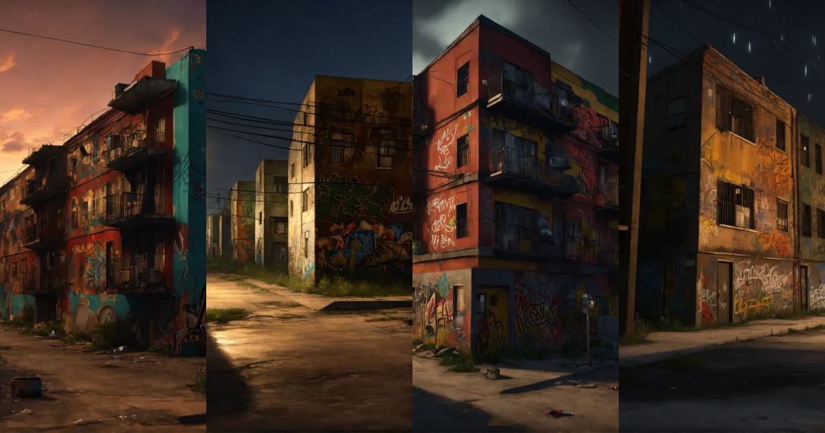 Lexica - Dark night, hispanic ghetto neighborhood, 8k resolution ...
