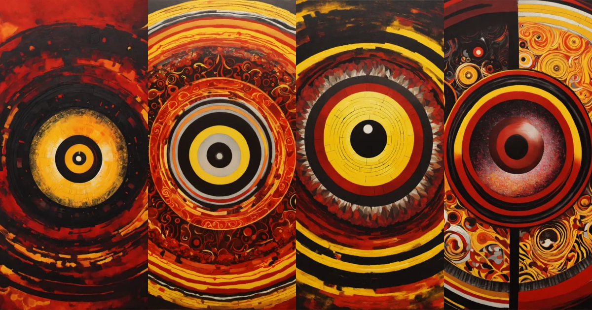 Lexica - Artwork showcases two hypnotic yellow and red concentric ...