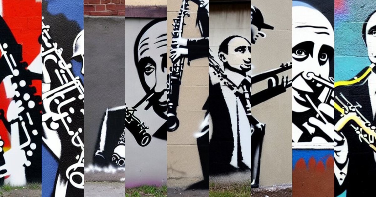 Lexica - Graffiti by Banksy of Vladimir putin playing the saxophone