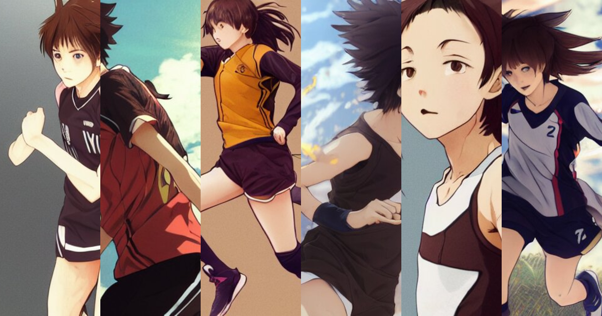 Lexica - A girl is running, sport clothing, haikyuu, anime style, brown ...
