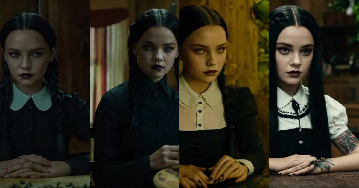 Lexica - Wednesday Addams from the series, black hair braided full ...
