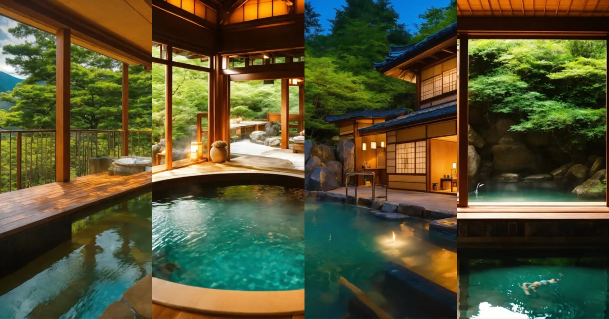 Lexica - Gorgeous Kiara Mia swimming in luxurious Japanese hot springs room