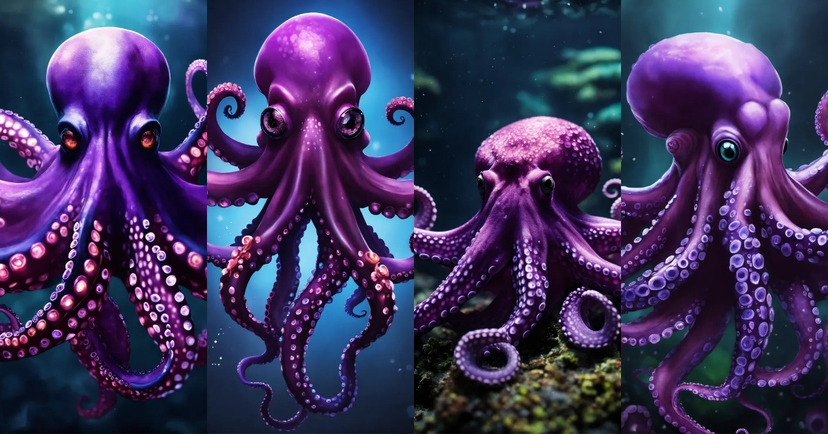 Lexica - Realistic purple octopus black and purple theme