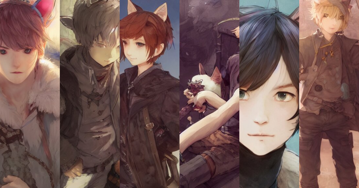 Lexica - Character portrait of boy with cat ears and tail resting ...