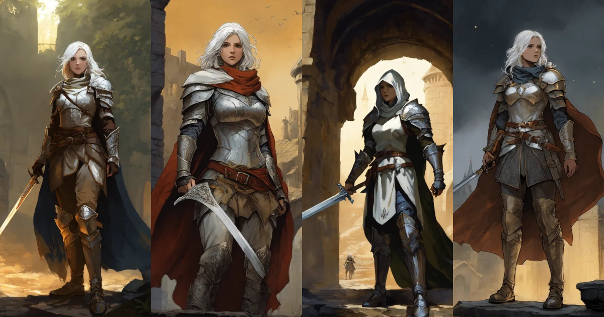 Lexica - Illustration of a White haired female Paladin in White battle ...