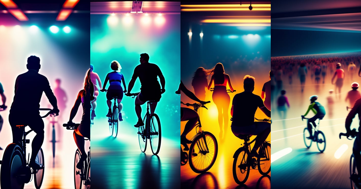 Lexica - Indoor cycling disco full of people on bikes