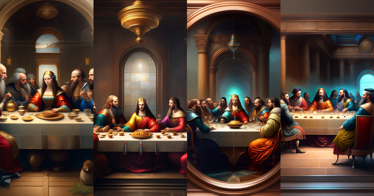 Lexica - Leonardo da Vinci's painting "The Last Supper", Cyberpunk