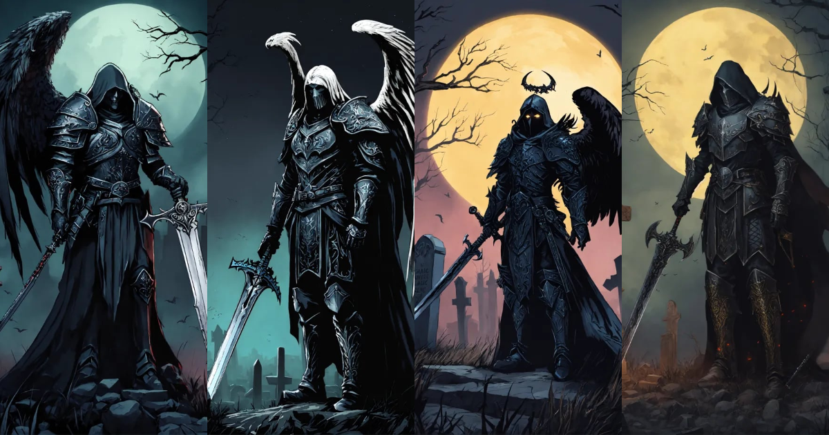 Lexica - Angel Slayer, cartoonish style illustration digital art, dark ...