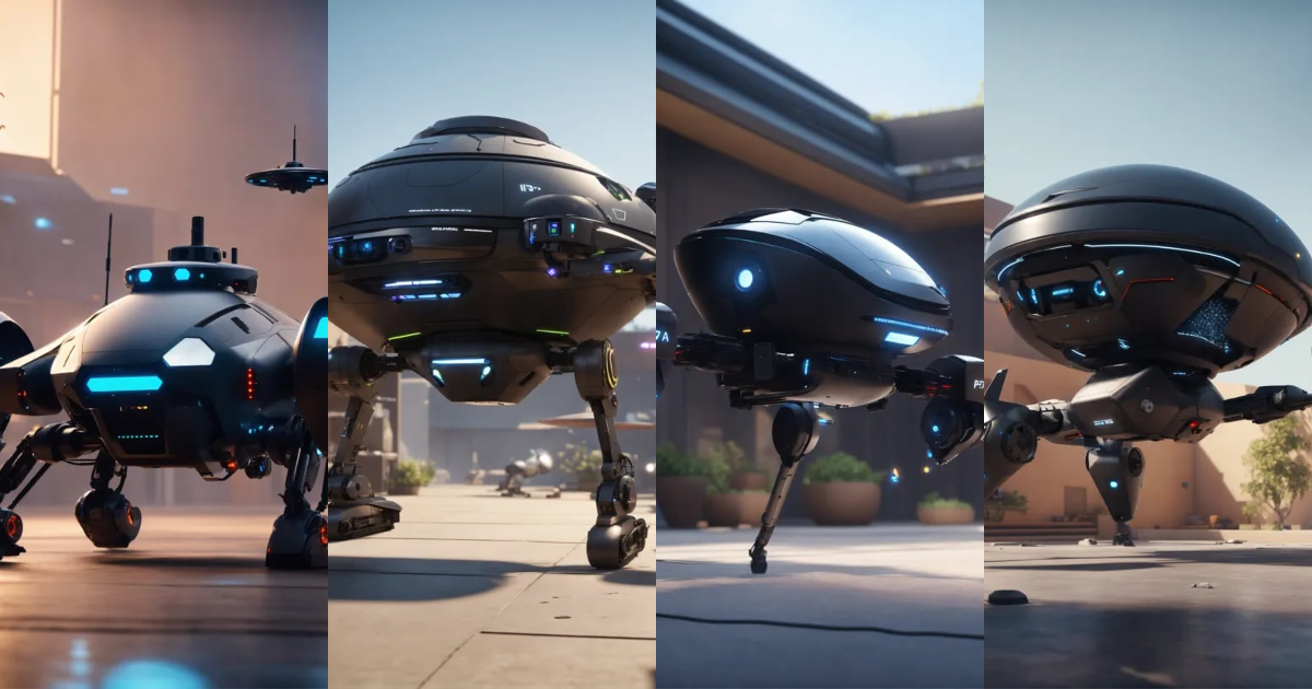 Lexica - A black small flying robotic patrol bot ready to attack in the ...