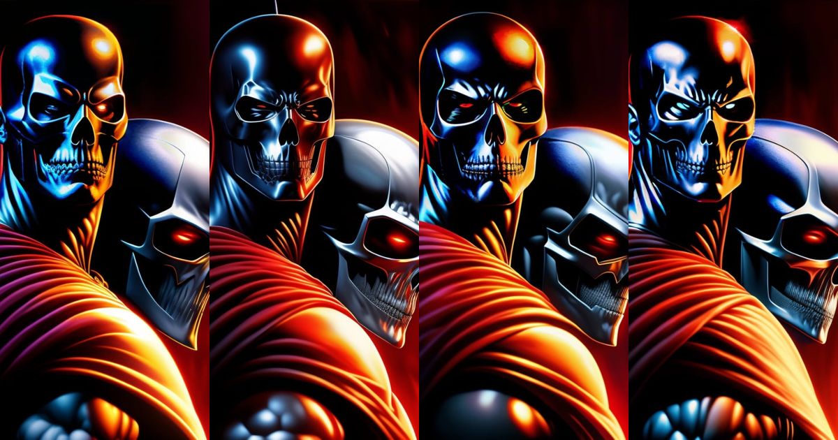 Lexica - Superhero with skull face gothic art by alex ross 4k hd