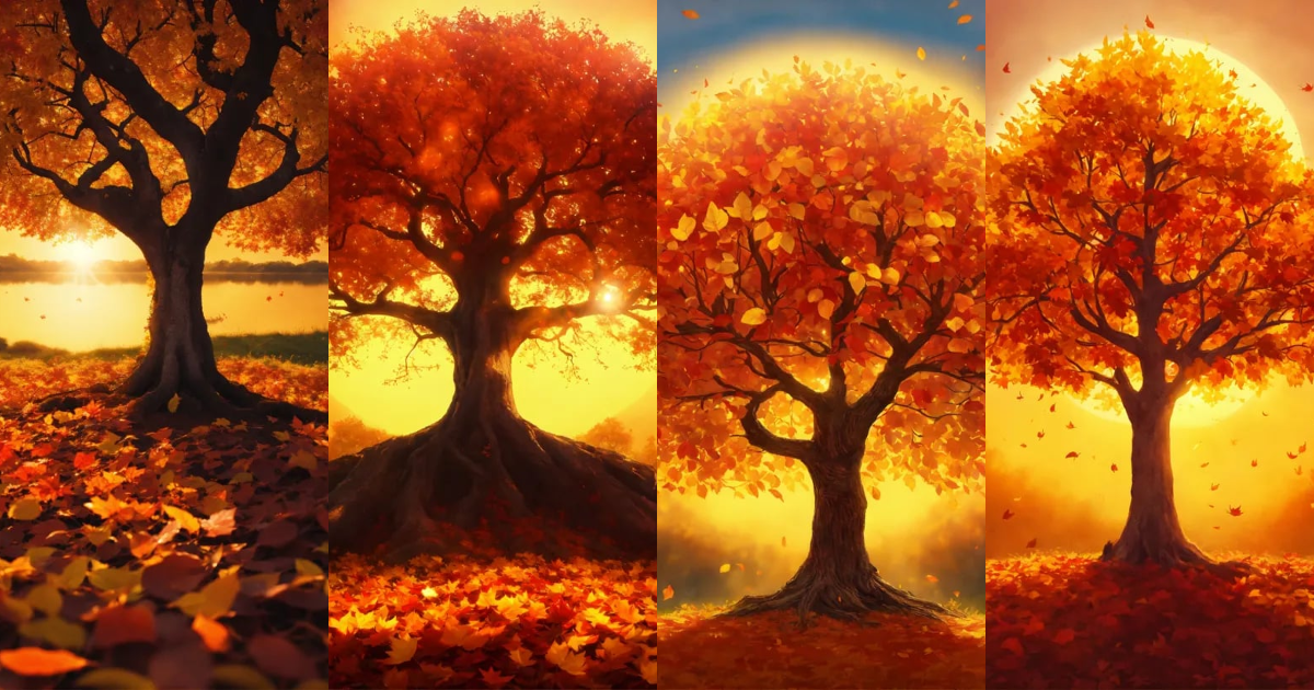 Lexica - Secular tree with leaves in shades of yellow, orange, dark red ...