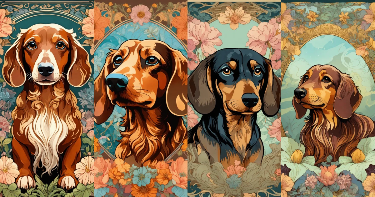 Lexica - Art Nouveau overwhelmingly beautiful daschund framed with ...