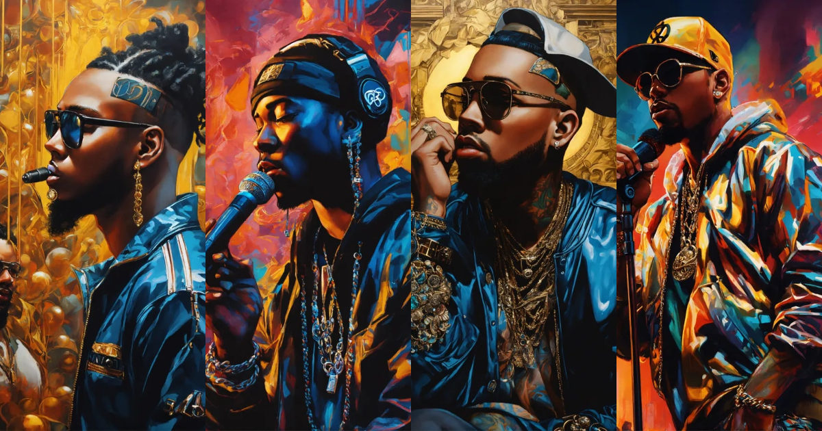 Lexica - "Hyper-realistic imagery of the rapper performing, blended ...